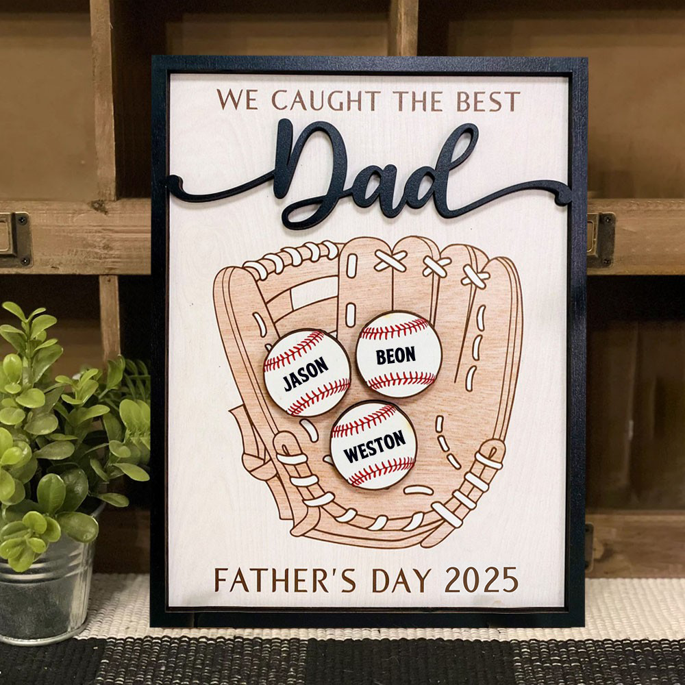 Personalized 3D Wooden Baseball Sign Father's Day Gift for Dad