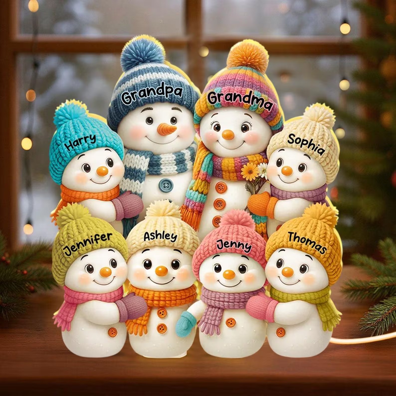 Personalized Snowman Light Box Family Christmas Gift Cozy Winter Home Decor
